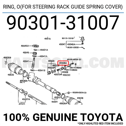 RING, O(FOR STEERING RACK GUIDE SPRING COVER) 9030131007 | Toyota Parts ...