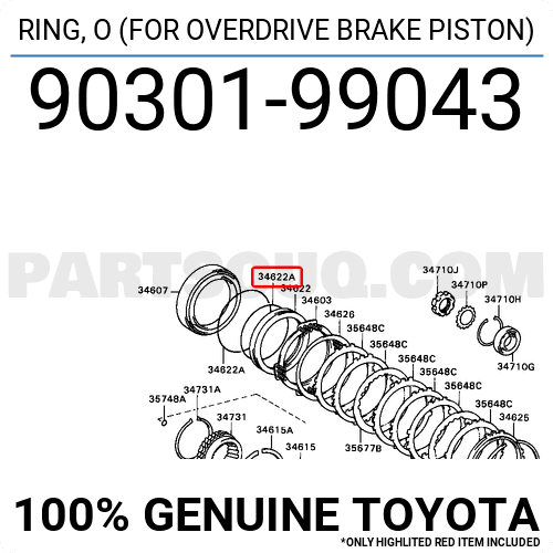 RING, O (FOR OVERDRIVE BRAKE PISTON) 9030199043 | Toyota Parts | PartSouq