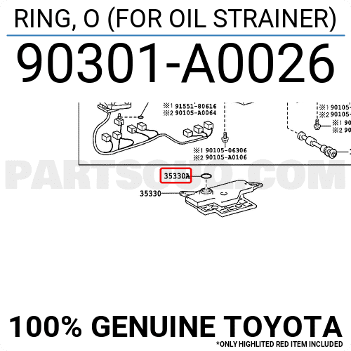 RING, O (FOR OIL STRAINER) 90301A0026 | Toyota Parts | PartSouq