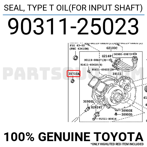 SEAL, TYPE T OIL(FOR INPUT SHAFT) 9031125023 | Toyota Parts | PartSouq