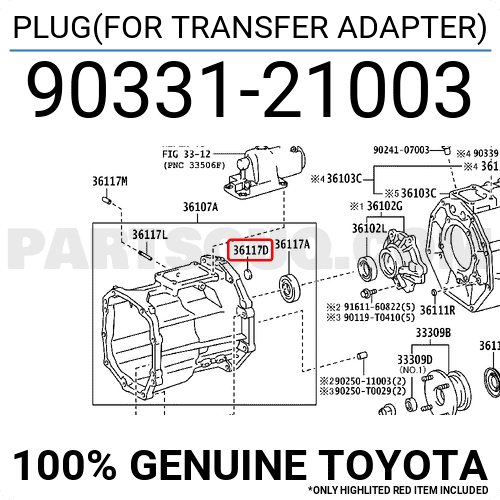 PLUG(FOR TRANSFER ADAPTER) 9033121003 | Toyota Parts | PartSouq