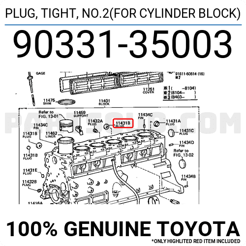 PLUG, TIGHT, NO.2(FOR CYLINDER BLOCK) 9033135003 | Toyota Parts | PartSouq