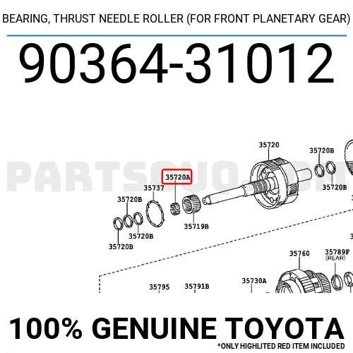 BEARING, THRUST NEEDLE ROLLER (FOR FRONT PLANETARY GEAR) 9036431012 ...