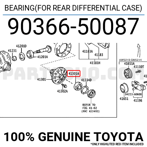 BEARING(FOR REAR DIFFERENTIAL CASE) 9036650087 | Toyota Parts | PartSouq