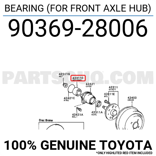 BEARING (FOR FRONT AXLE HUB) 9036928006 | Toyota Parts | PartSouq
