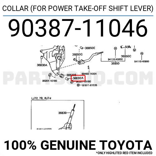 COLLAR (FOR POWER TAKE-OFF SHIFT LEVER) 9038711046 | Toyota Parts ...
