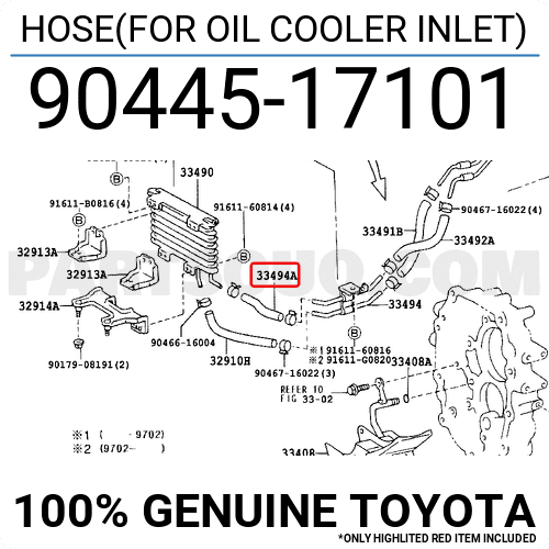 HOSE(FOR OIL COOLER INLET) 9044517101 | Toyota Parts | PartSouq