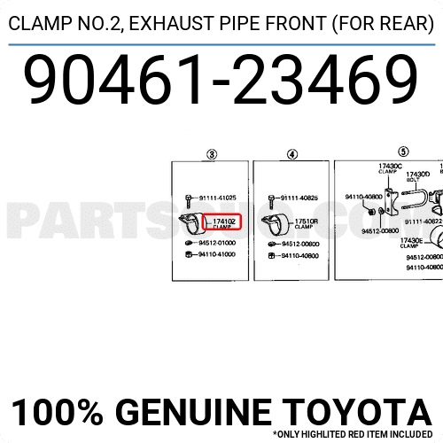 CLAMP NO.2, EXHAUST PIPE FRONT (FOR REAR) 9046123469 | Toyota Parts ...