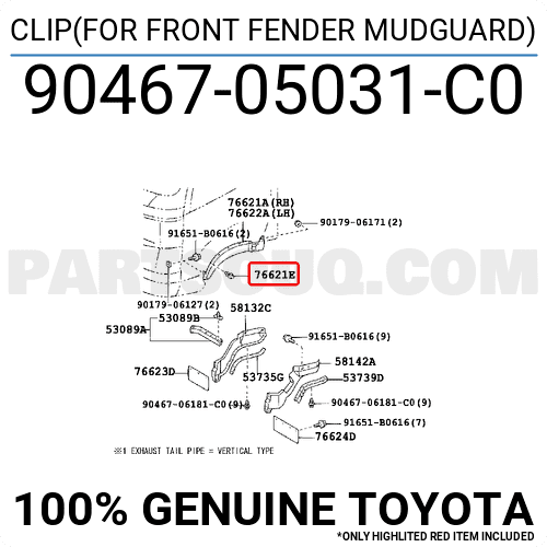 CLIP(FOR FRONT FENDER MUDGUARD) 9046705031C0 | Toyota Parts | PartSouq