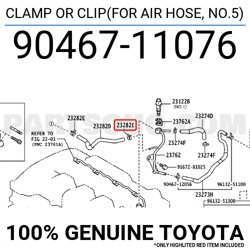 CLAMP OR CLIP(FOR AIR HOSE, NO.5) 9046711076 | Toyota Parts | PartSouq