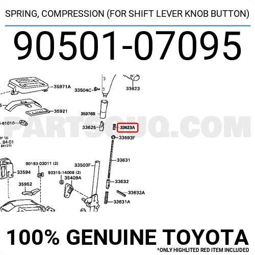 SPRING, COMPRESSION (FOR SHIFT LEVER KNOB BUTTON) 9050107095 | Toyota ...