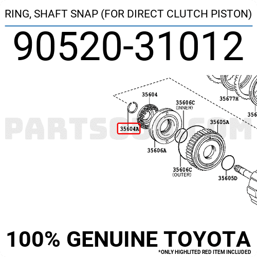 RING, SHAFT SNAP (FOR DIRECT CLUTCH PISTON) 9052031012 | Toyota Parts ...