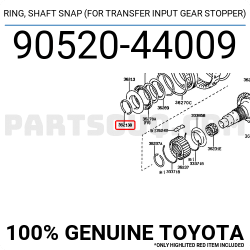 RING, SHAFT SNAP (FOR TRANSFER INPUT GEAR STOPPER) 9052044009 | Toyota ...