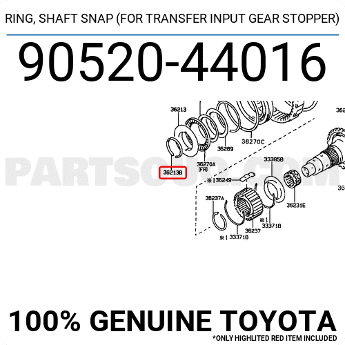 RING, SHAFT SNAP (FOR TRANSFER INPUT GEAR STOPPER) 9052044016 | Toyota ...