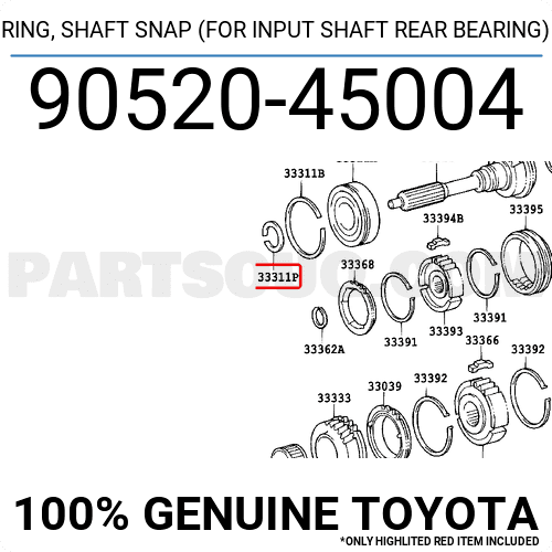 RING, SHAFT SNAP (FOR INPUT SHAFT REAR BEARING) 9052045004 | Toyota ...
