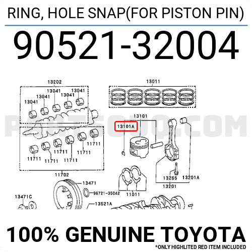RING, HOLE SNAP(FOR PISTON PIN) 9052132004 | Toyota Parts | PartSouq