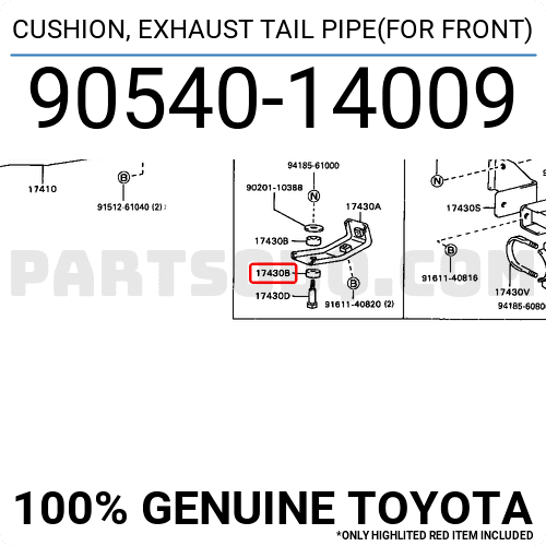 CUSHION, EXHAUST TAIL PIPE(FOR FRONT) 9054014009 | Toyota Parts | PartSouq