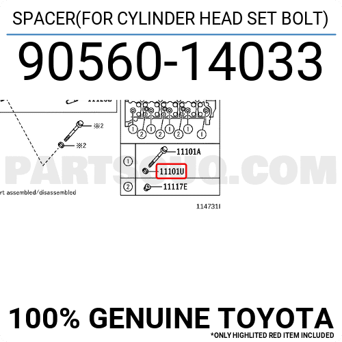 SPACER(FOR CYLINDER HEAD SET BOLT) 9056014033 | Toyota Parts | PartSouq