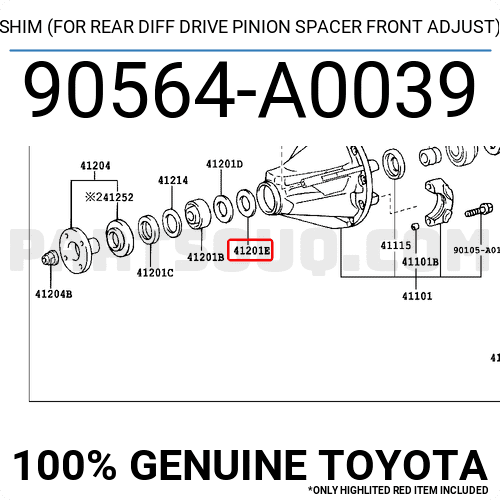 SHIM (FOR REAR DIFF DRIVE PINION SPACER FRONT ADJUST) 90564A0039 ...
