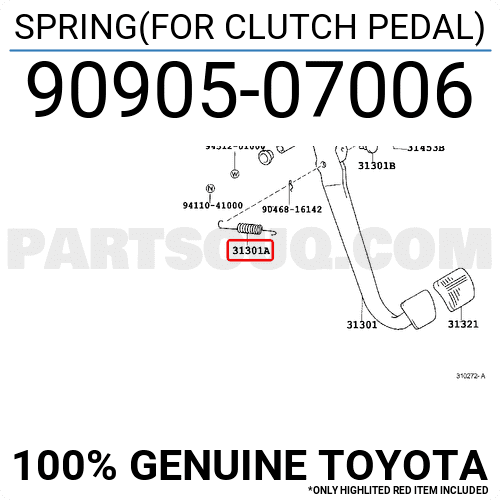 SPRING(FOR CLUTCH PEDAL) 9090507006 | Toyota Parts | PartSouq