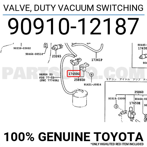VALVE, DUTY VACUUM SWITCHING 9091012187 | Toyota Parts | PartSouq