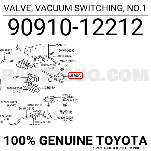 VALVE, VACUUM SWITCHING, NO.1 9091012212 | Toyota Parts | PartSouq