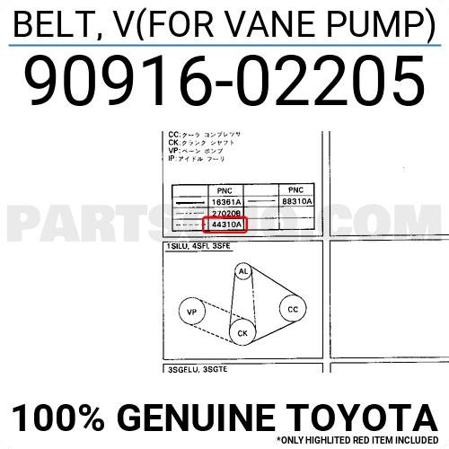 BELT, V(FOR VANE PUMP) 9091602205 | Toyota Parts | PartSouq