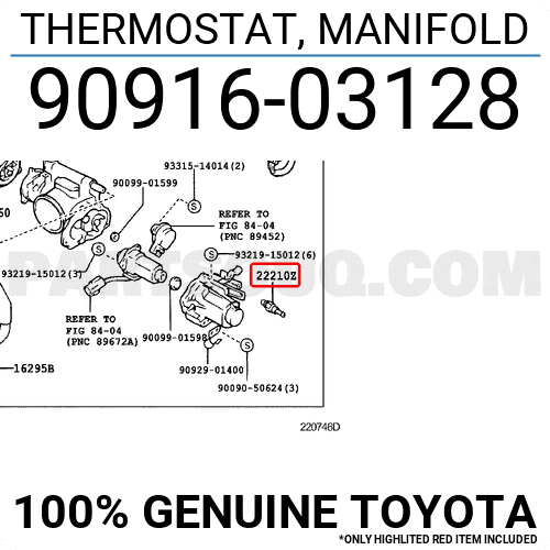 THERMOSTAT, MANIFOLD 9091603128 | Toyota Parts | PartSouq