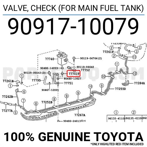VALVE, CHECK (FOR MAIN FUEL TANK) 9091710079 | Toyota Parts | PartSouq