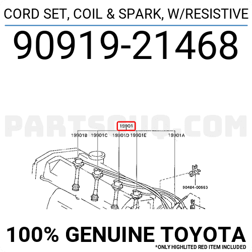 CORD SET, COIL & SPARK, W/RESISTIVE 9091921468 | Toyota Parts | PartSouq