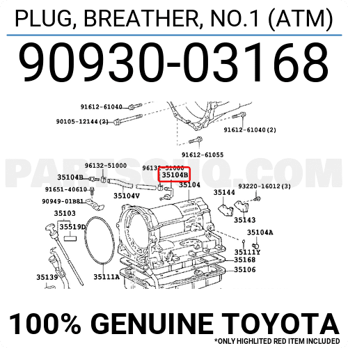 PLUG, BREATHER, NO.1 (ATM) 9093003168 | Toyota Parts | PartSouq