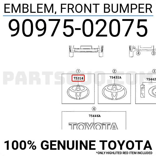 EMBLEM, FRONT BUMPER 9097502075 | Toyota Parts | PartSouq