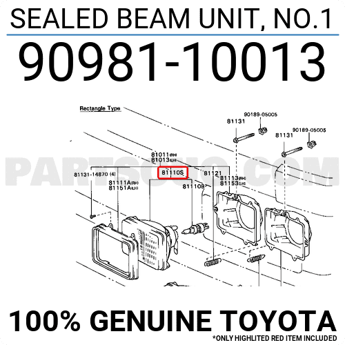 SEALED BEAM UNIT, NO.1 9098110013 | Toyota Parts | PartSouq