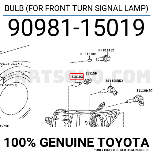 BULB (FOR FRONT TURN SIGNAL LAMP) 9098115019 | Toyota Parts | PartSouq