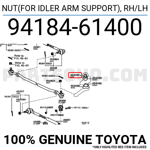 NUT(FOR IDLER ARM SUPPORT), RH/LH 9418461400 | Toyota Parts | PartSouq