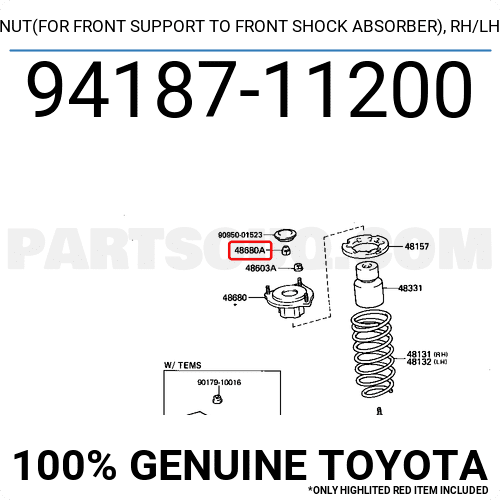 NUT(FOR FRONT SUPPORT TO FRONT SHOCK ABSORBER), RH/LH 9418711200 ...