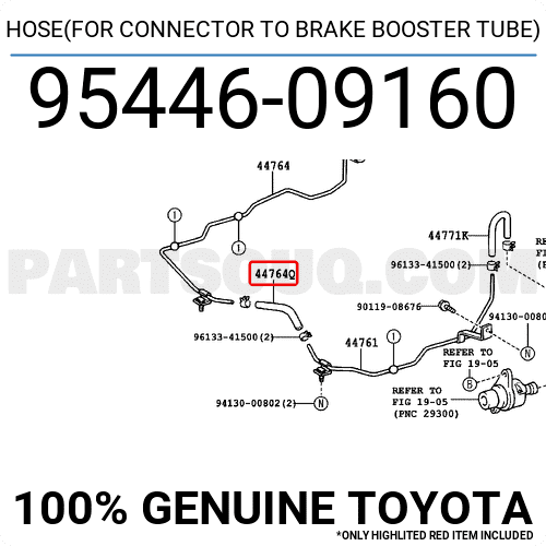 HOSE(FOR CONNECTOR TO BRAKE BOOSTER TUBE) 9544609160 | Toyota Parts ...