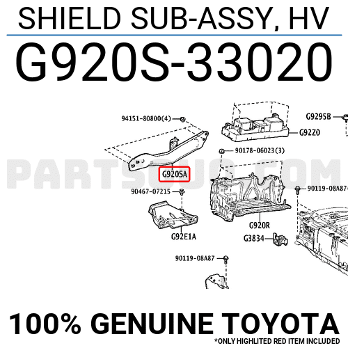 SHIELD SUB-ASSY, HV G920S33020 | Toyota Parts | PartSouq