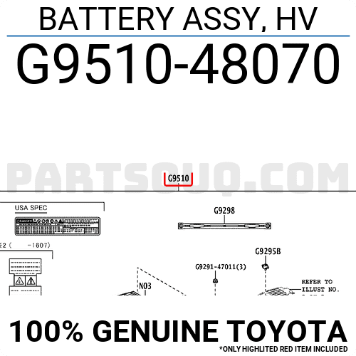 BATTERY ASSY, HV G951048070 | Toyota Parts | PartSouq