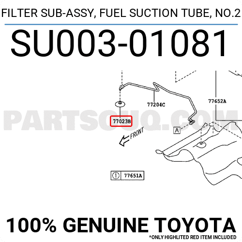 FILTER SUB-ASSY, FUEL SUCTION TUBE, NO.2 SU00301081 | Toyota Parts ...
