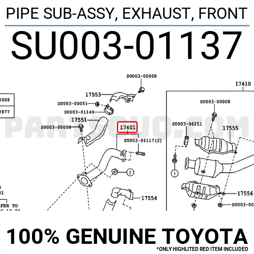 PIPE SUB-ASSY, EXHAUST, FRONT SU00301137 | Toyota Parts | PartSouq