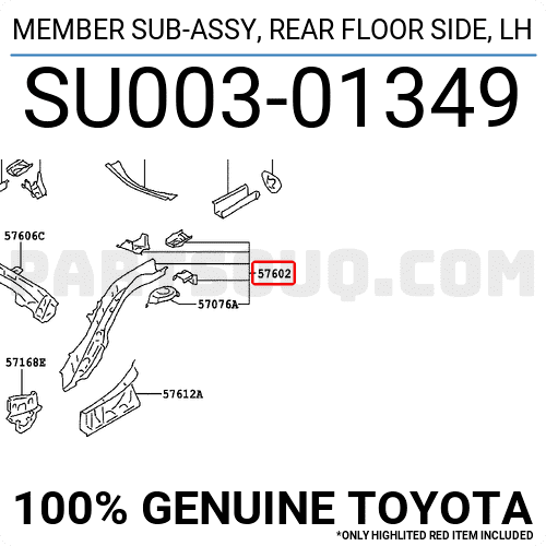MEMBER SUB-ASSY, REAR FLOOR SIDE, LH SU00301349 | Toyota Parts | PartSouq
