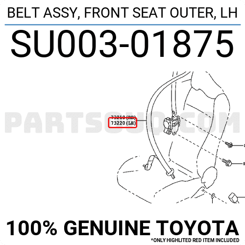 BELT ASSY, FRONT SEAT OUTER, LH SU00301875 | Toyota Parts | PartSouq
