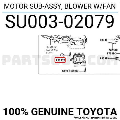 MOTOR SUB-ASSY, BLOWER W/FAN SU00302079 | Toyota Parts | PartSouq