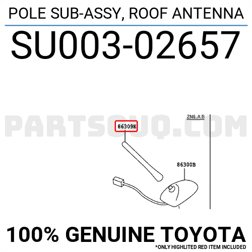 POLE SUB-ASSY, ROOF ANTENNA SU00302657 | Toyota Parts | PartSouq