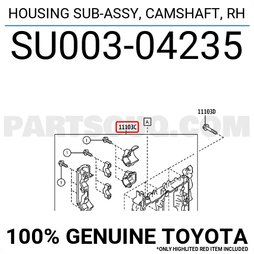 HOUSING SUB-ASSY, CAMSHAFT, RH SU00304235 | Toyota Parts | PartSouq