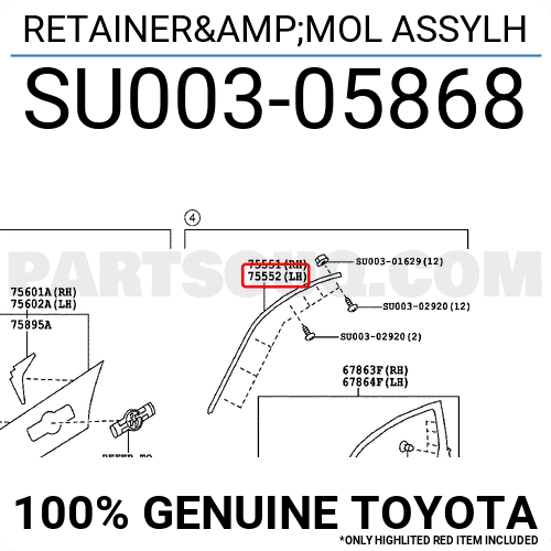RETAINER&MOL ASSYLH SU00305868 | Toyota Parts | PartSouq