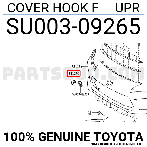 COVER HOOK F UPR SU00309265 | Toyota Parts | PartSouq