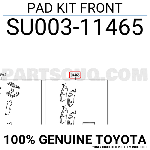 PAD KIT FRONT SU00311465 | Toyota Parts | PartSouq