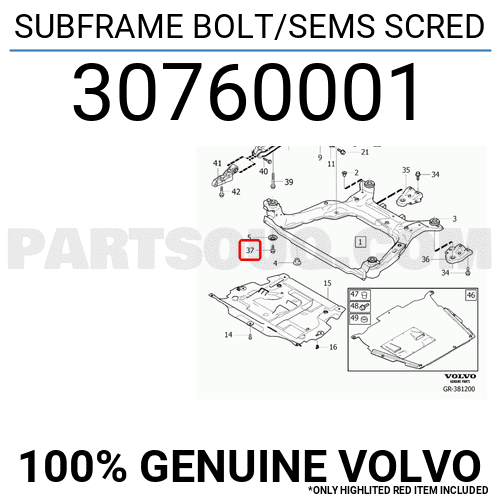 SUBFRAME BOLT/SEMS SCRED 30760001 | Volvo Parts | PartSouq